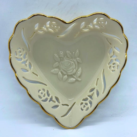 Lenox | Accents | Lenox Porcelain Heart Shaped Trinket Dish Ivory With ...